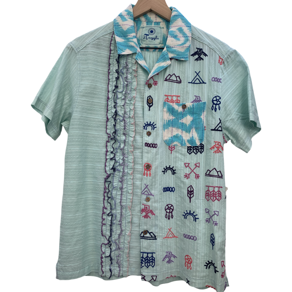 CHEROKEE SYMBOLS Ruffle Camp Shirt - El Tuggle™